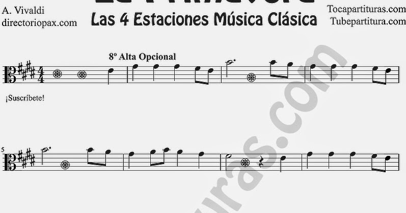 tubescore: Spring from the Four Seasons Sheet Music for Viola in 8ª by ...