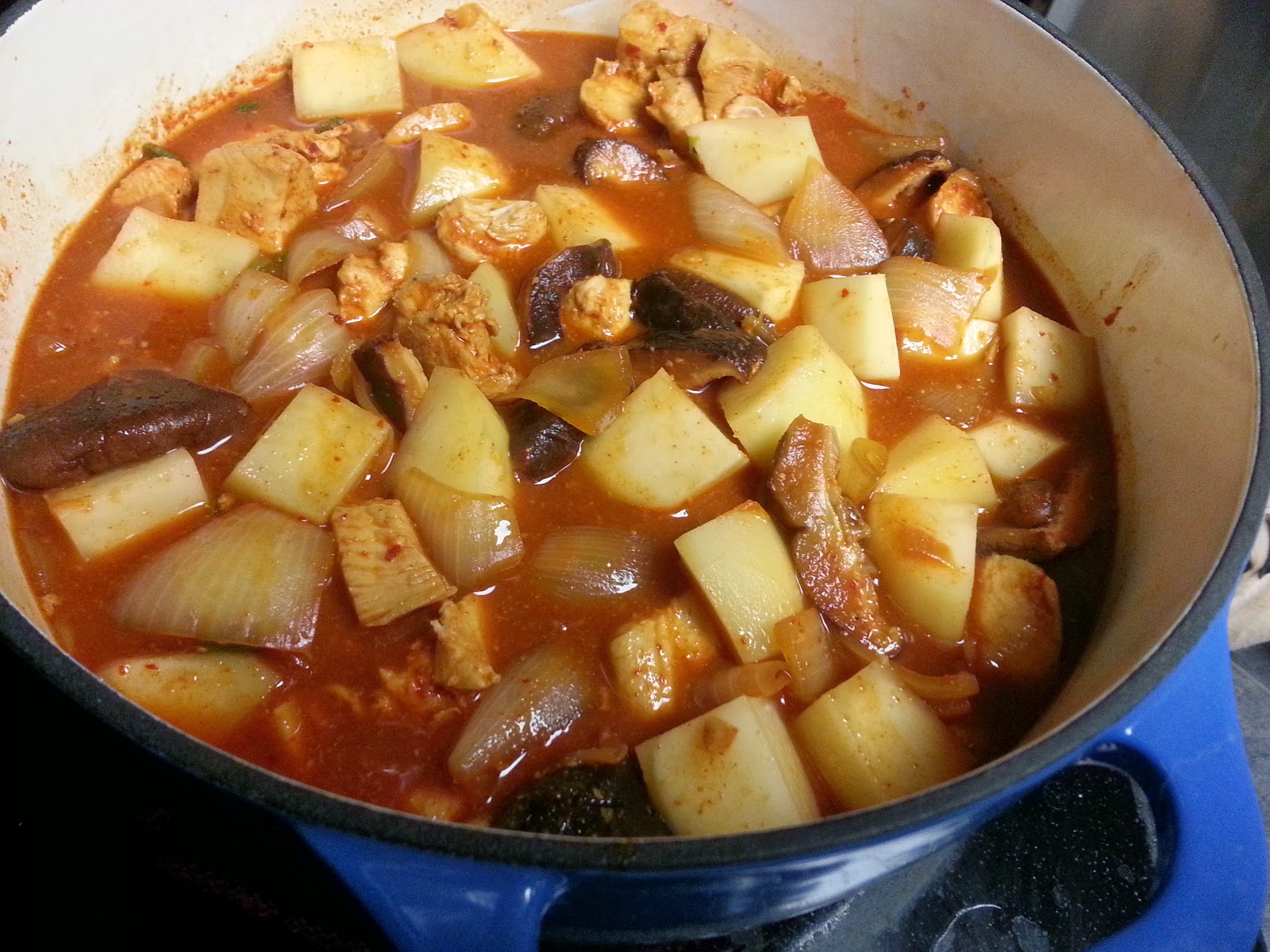 Grubbin' Pugs: Dakbokkeumtang - Korean Spicy Chicken Stew