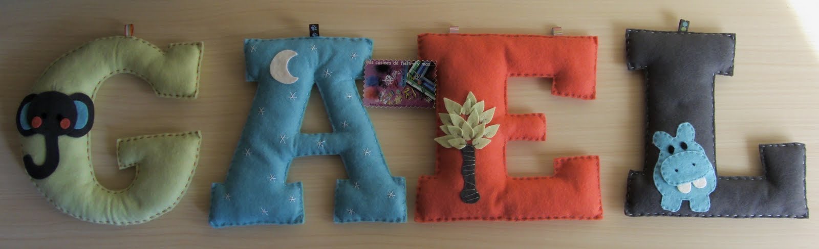 Mis Cosines de Fieltro y Azúcar: Nombre GAEL en letras de 20 cm