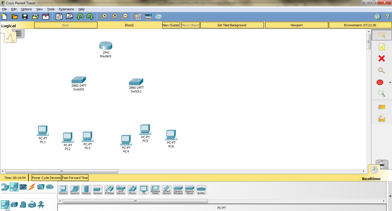 FeraldyBlog: MEMBUAT KONEKSI DENGAN 1 ROUTER, 2 SWITCH DAN 6 PC