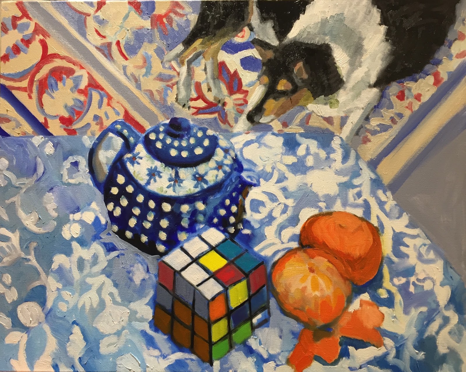 Judy Gilbert Levey Art: Still Life with Rubik's Cube and Collie ...