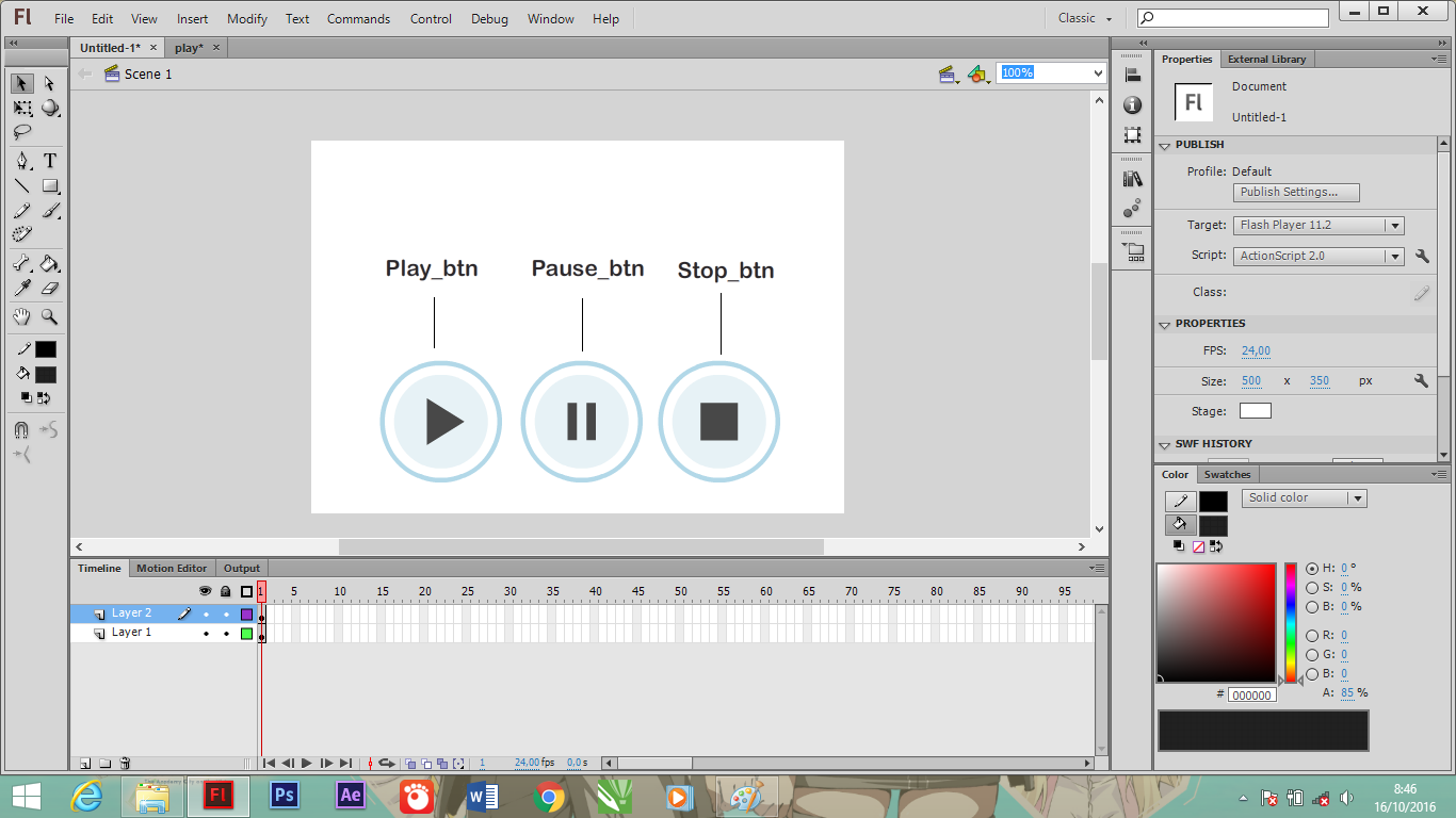 Membuat Tombol Play,Pause dan Stop suara menggunakan Actionscript 2.0