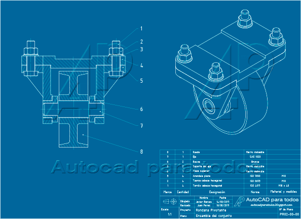 AutoCAD para todos: Proyecto 2 - Rondana pivotante: 14 - Planos de ensamble
