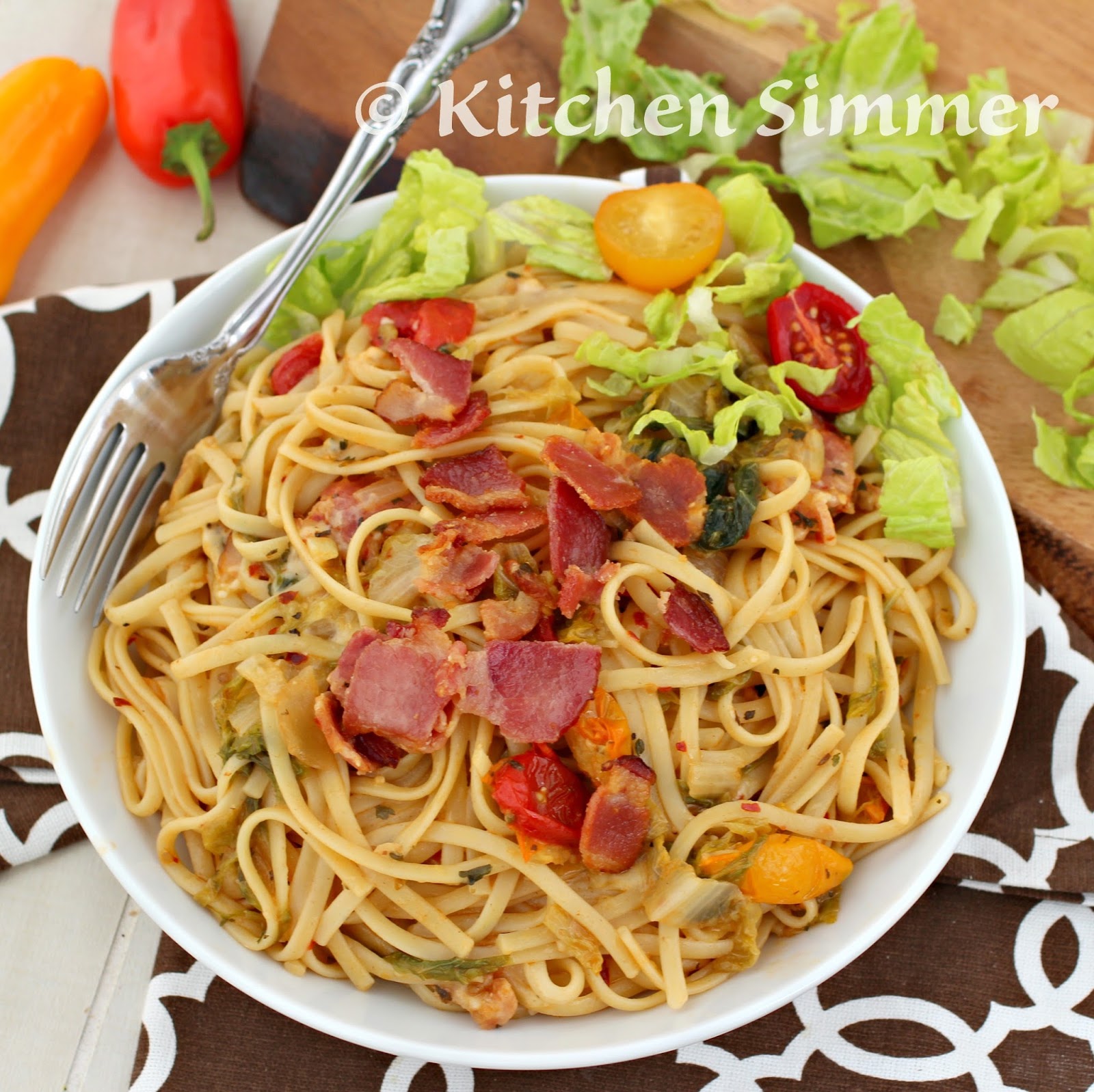 Kitchen Simmer: BLT Pasta (Bacon Lettuce and Tomato Pasta)