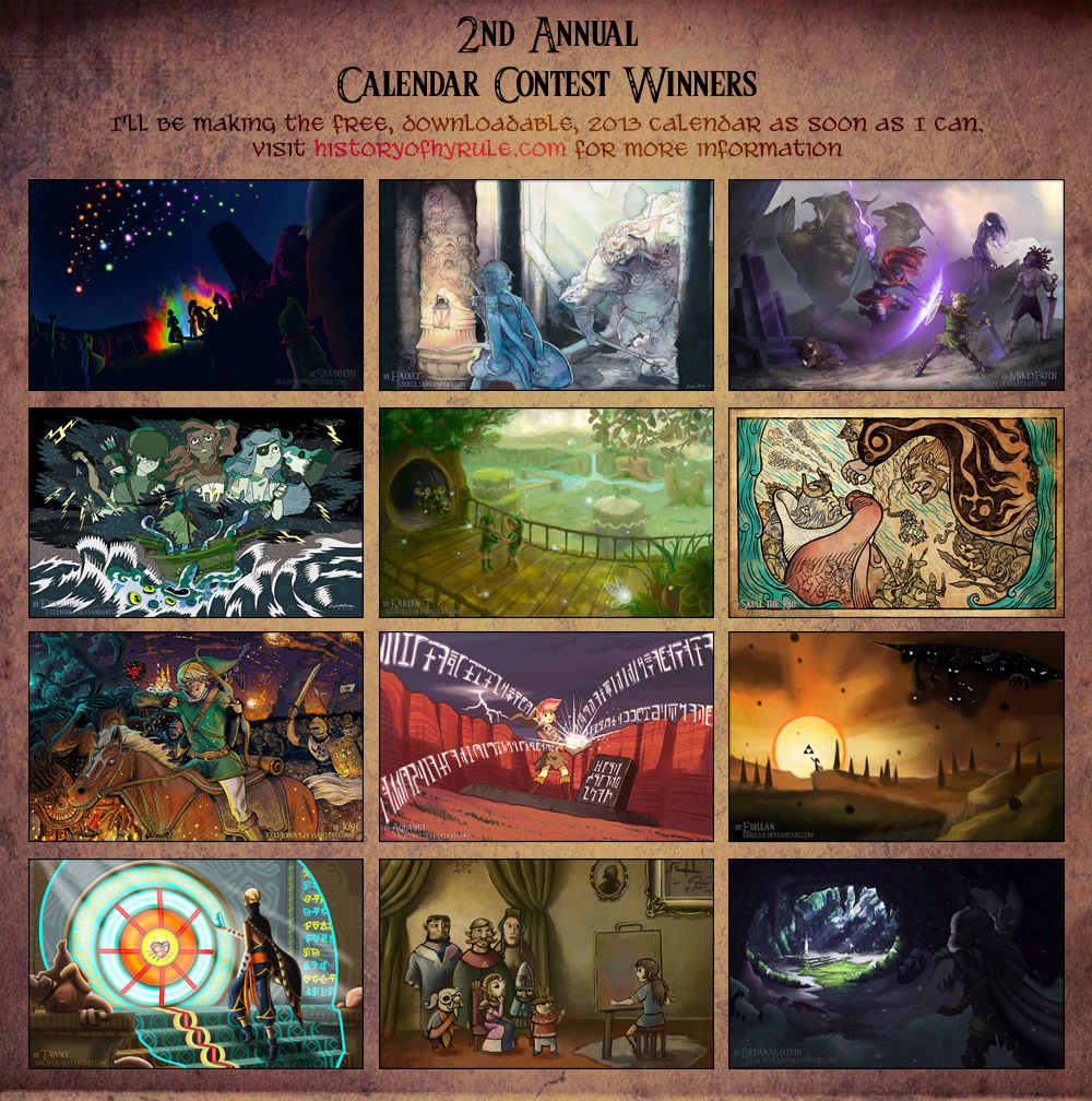 2nd Annual Calendar Contest Winners ~ History of Hyrule