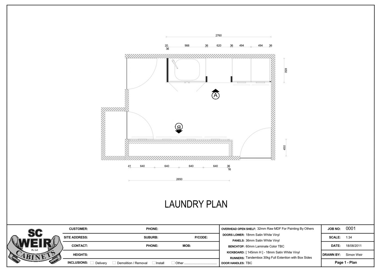 White Verandah: laundry/mudroom drawings
