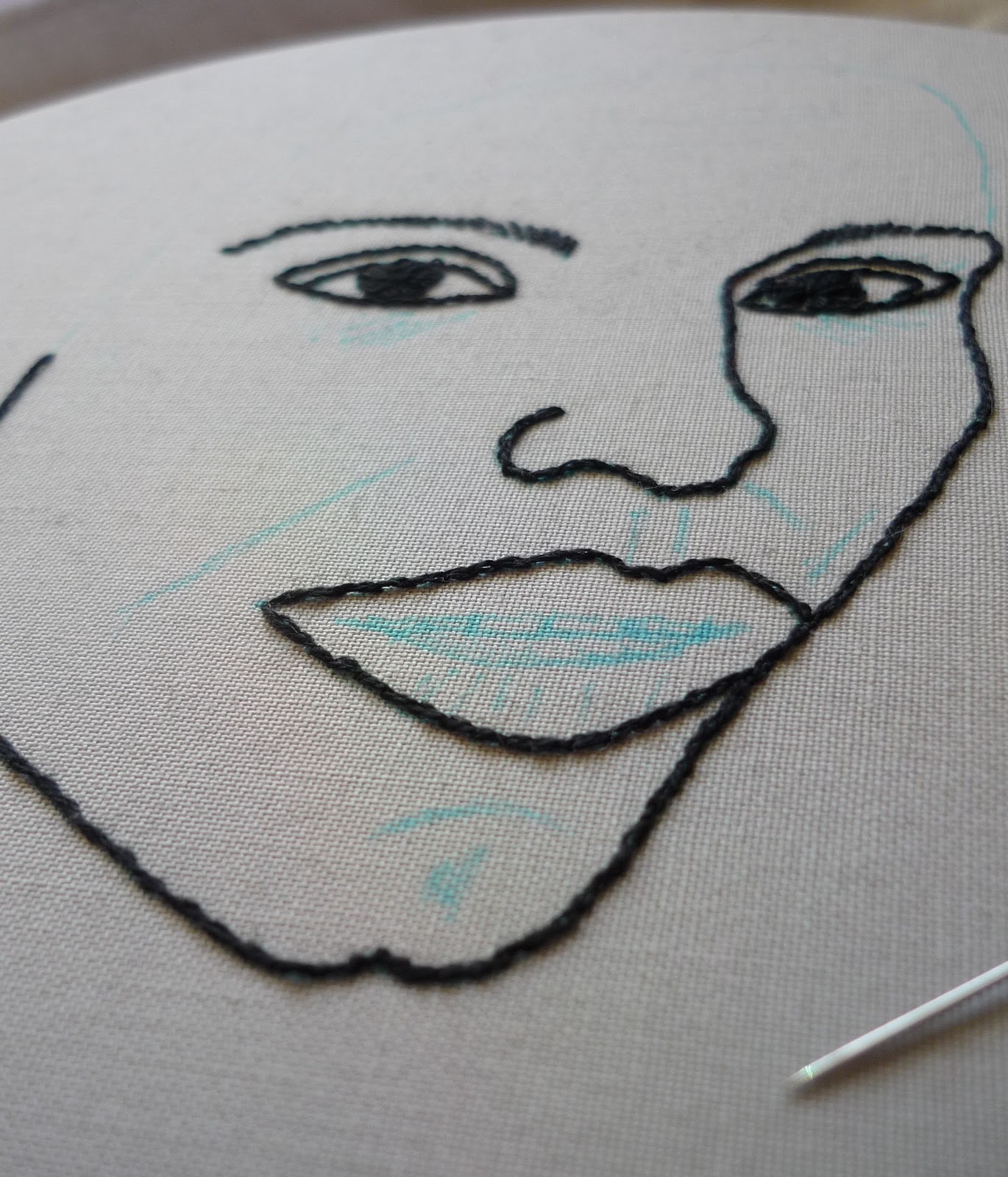 cocoaeyesthestitcher: First attempt for thread sketches, self portrait