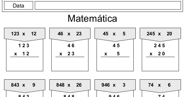 Contas de Multiplicar e Dividir. - Aprender e Brincar
