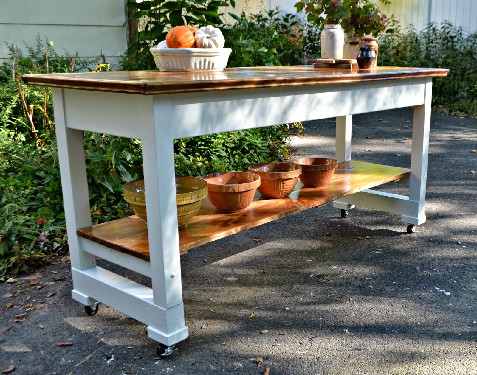 Heir and Space: A Vintage Work Bench Turned Kitchen Island