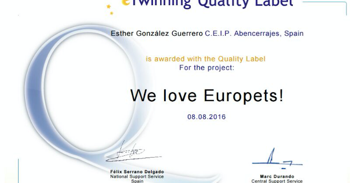WE LOVE ENGLISH CEIP ABENCERRAJES: eTwinning Quality Label