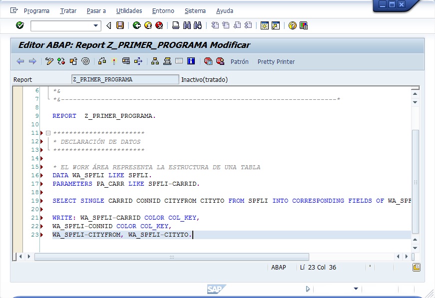 Ejemplo básico de ABAP