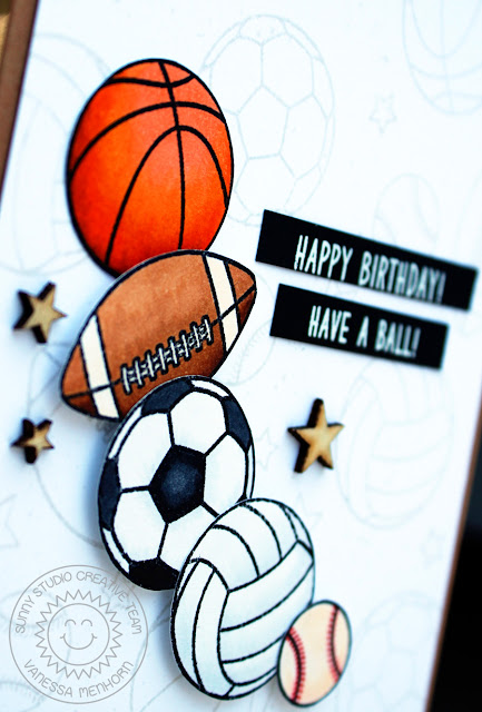Sunny Studio: Team Player Sports Themed Birthday Card with Vanessa