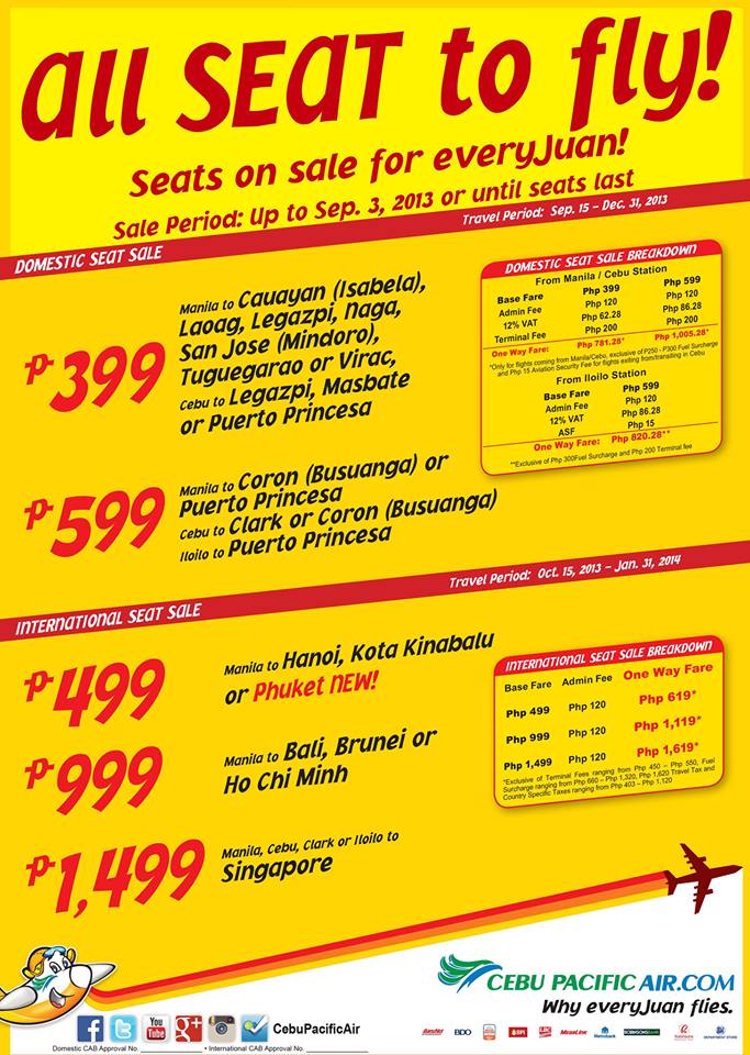 Cebu Pacific Air: All SEAT to fly! Seats on sale for everyJuan
