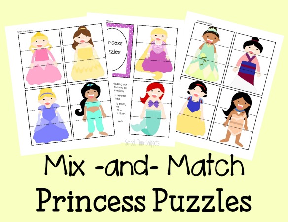 Printable Princess Puzzles | Simple Busy Bag Idea | School Time Snippets