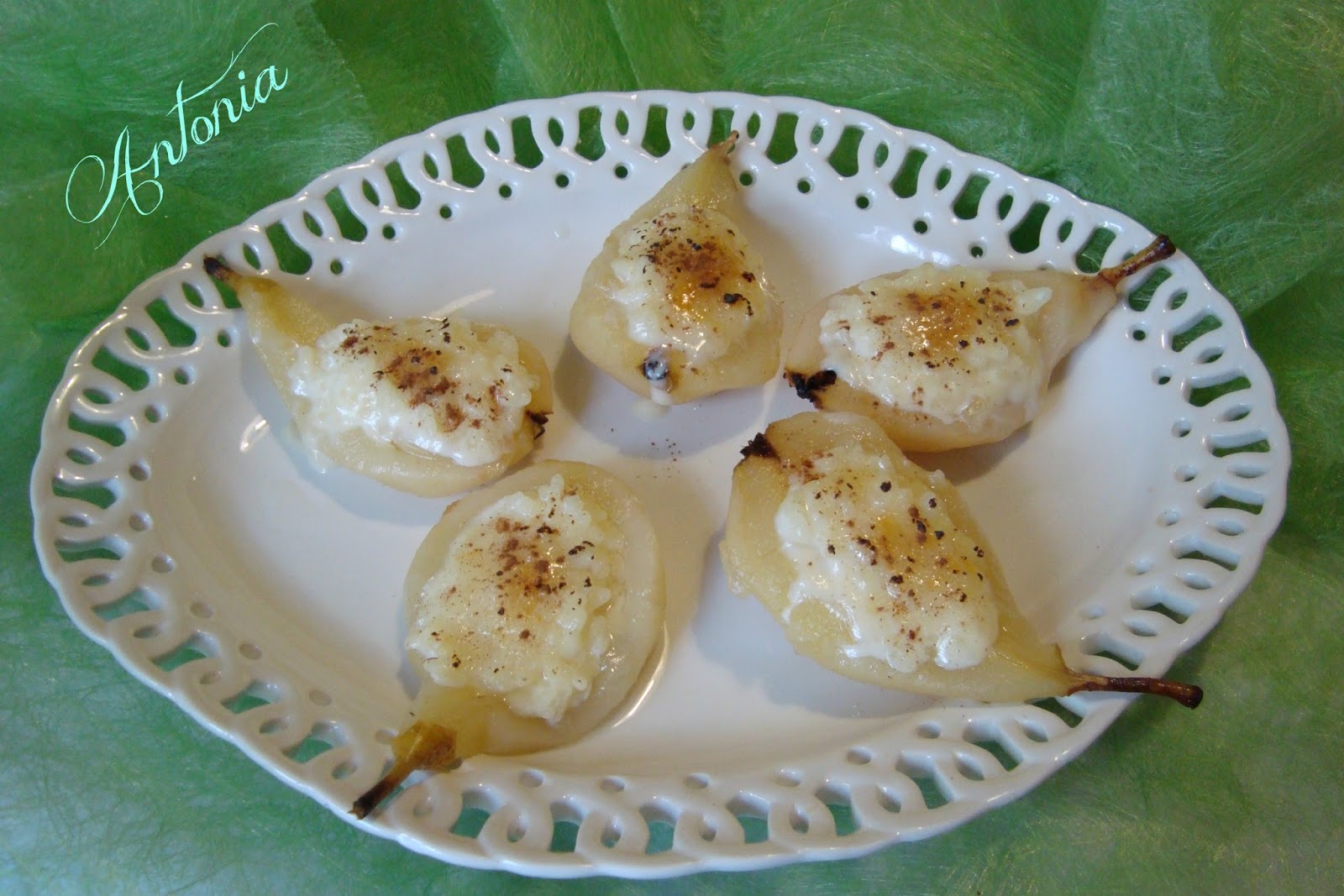 COMIDAS Y POSTRES: PERAS RELLENAS DE ARROZ CARAMELIZADO*^*^*