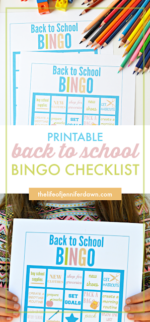 The Life of Jennifer Dawn: Printable: Back to School BINGO Checklist