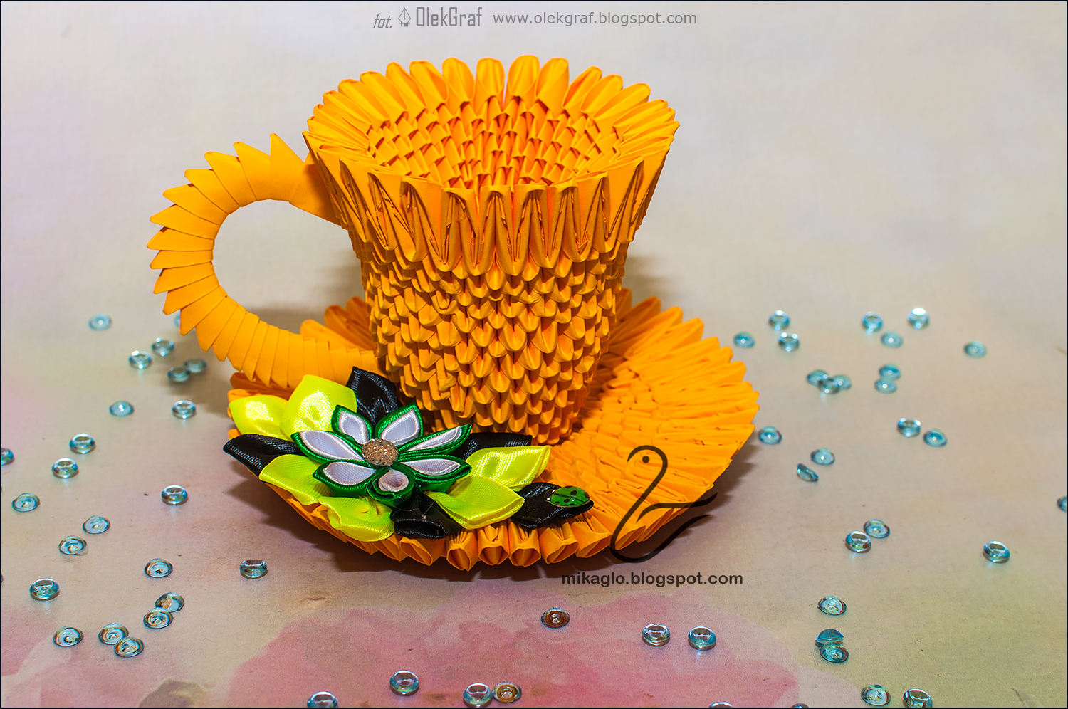 Origami 3d - mikaglo: 653. Filiżanka z origami / 3d origami tea cup