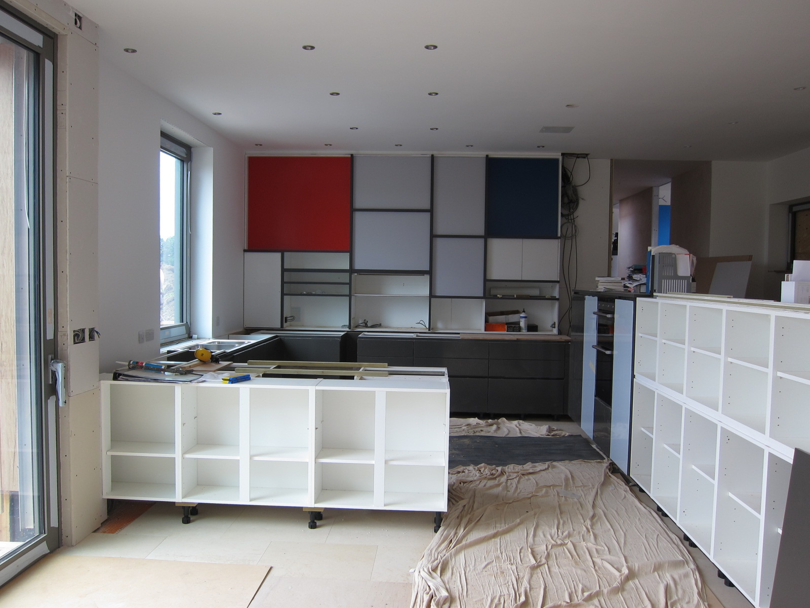 Our Own Grand Design: 36. The Mondrian kitchen wall is installed