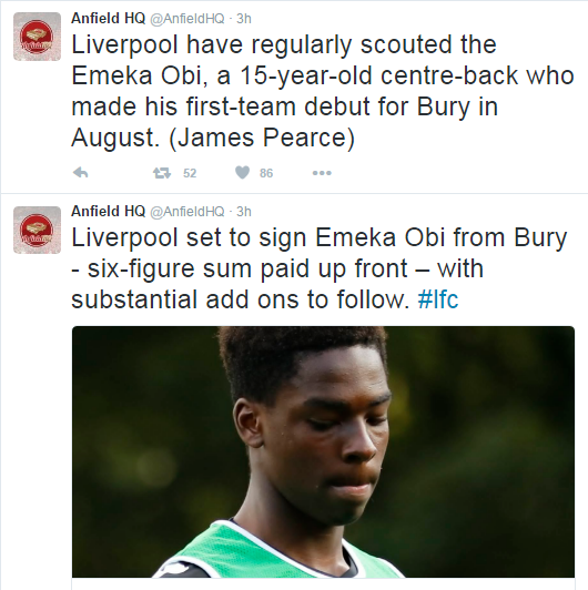 Liverpool set to sign 15 year old Nigerian defender Emeka Obi for '6 ...