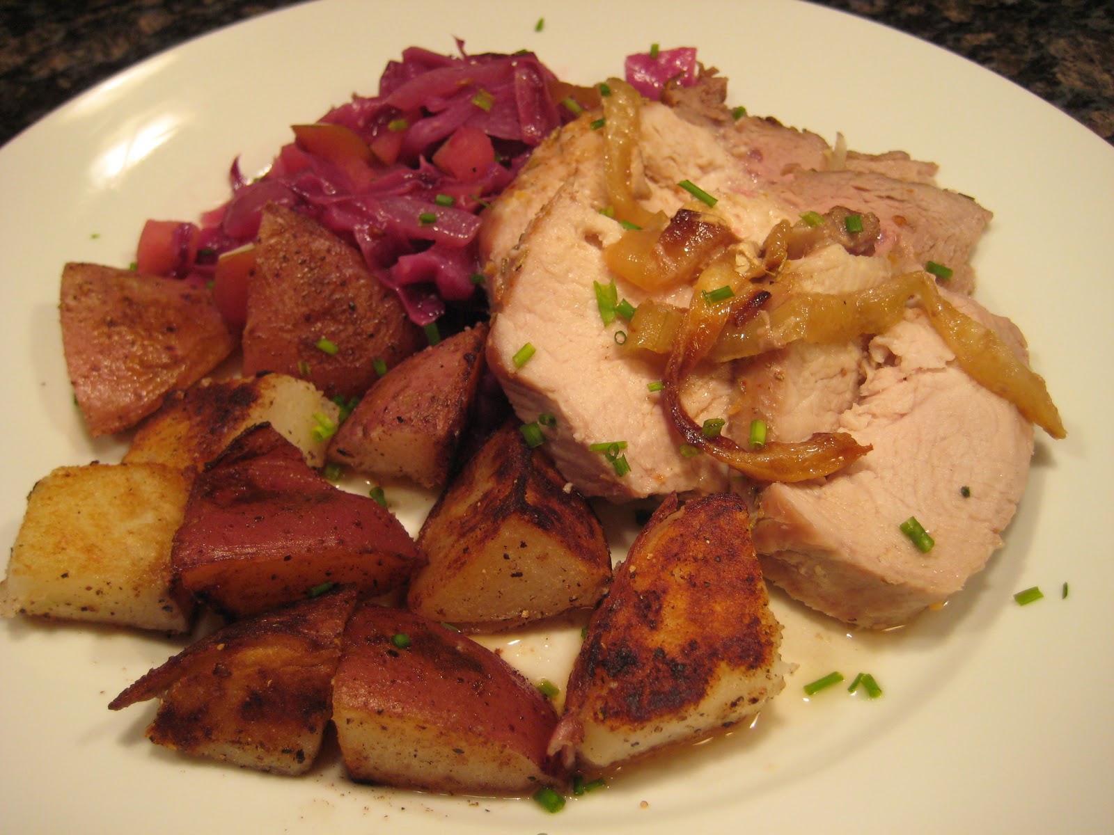 Dinner with the Welches: Roasted Pork, Red Cabbage and Potatoes