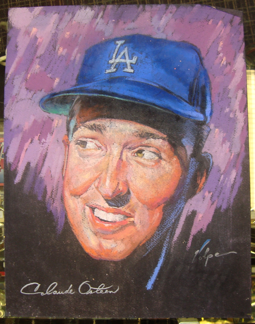 Dodgers Blue Heaven: Original Nicholas Volpe Drawing of Claude Osteen