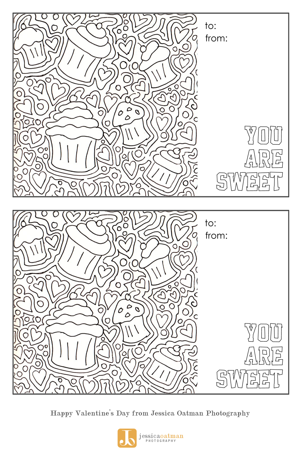 Jessica Oatman: Free color your own Valentine