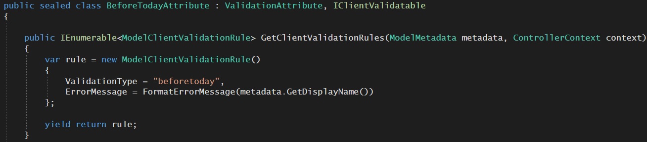 張BCの隨筆: [.Net MVC] 使用ValidationAttribute與IClientValidatable自訂前後端驗證 (Input Date isn't greater ...