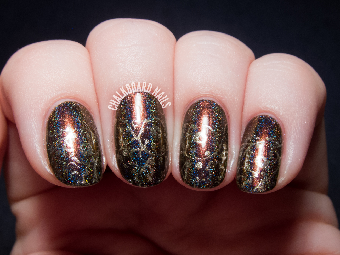 Autumnal Gilded Half Moon Stamping | Chalkboard Nails | Phoenix ...