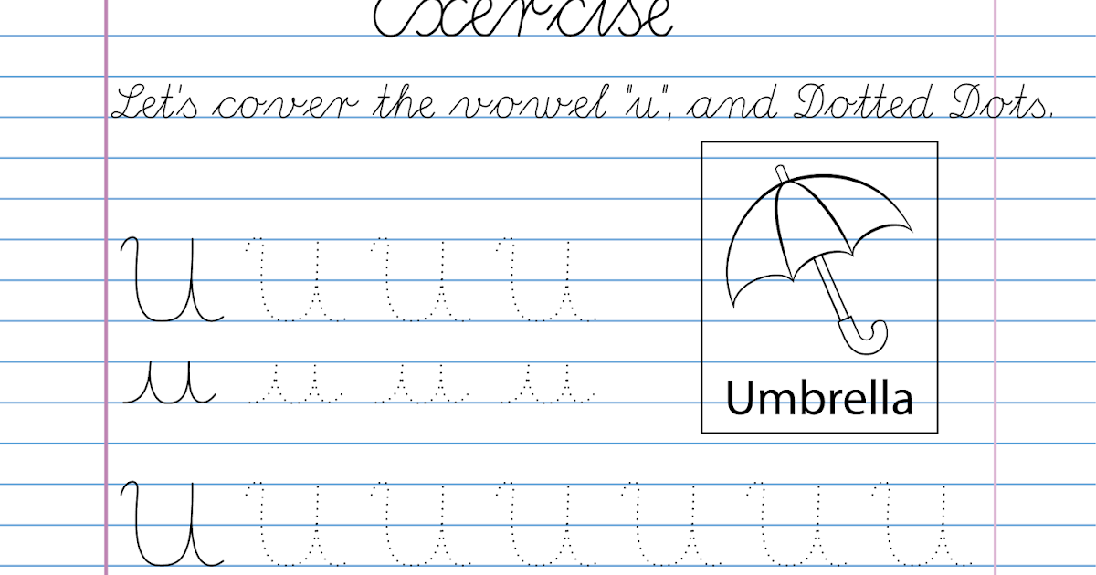 To print // activity Vowel "U" dotted in PDF