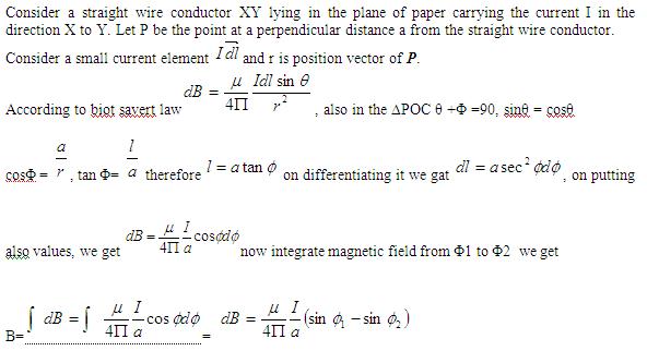 DMR'S PHYSICS NOTES: Magnetic Field Due to a Straight Wire Carrying Current