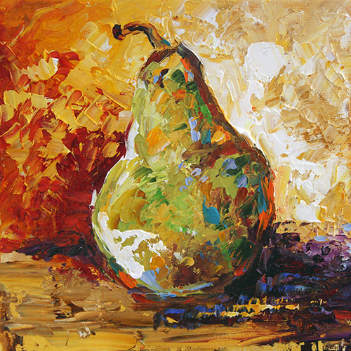 The Pear, fruit painting by Texas Artist Laurie Pace