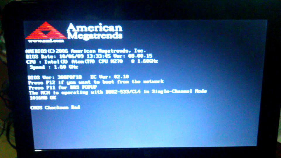 tttony blog: Mini laptop HP con mensaje: CMOS Checksum Bad