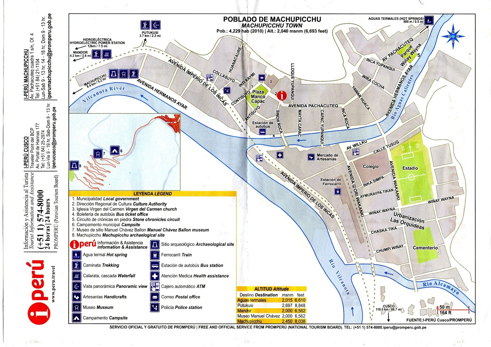 guia Cusco Peru: Mapas del pueblo de Aguas Calientes y sitio ...
