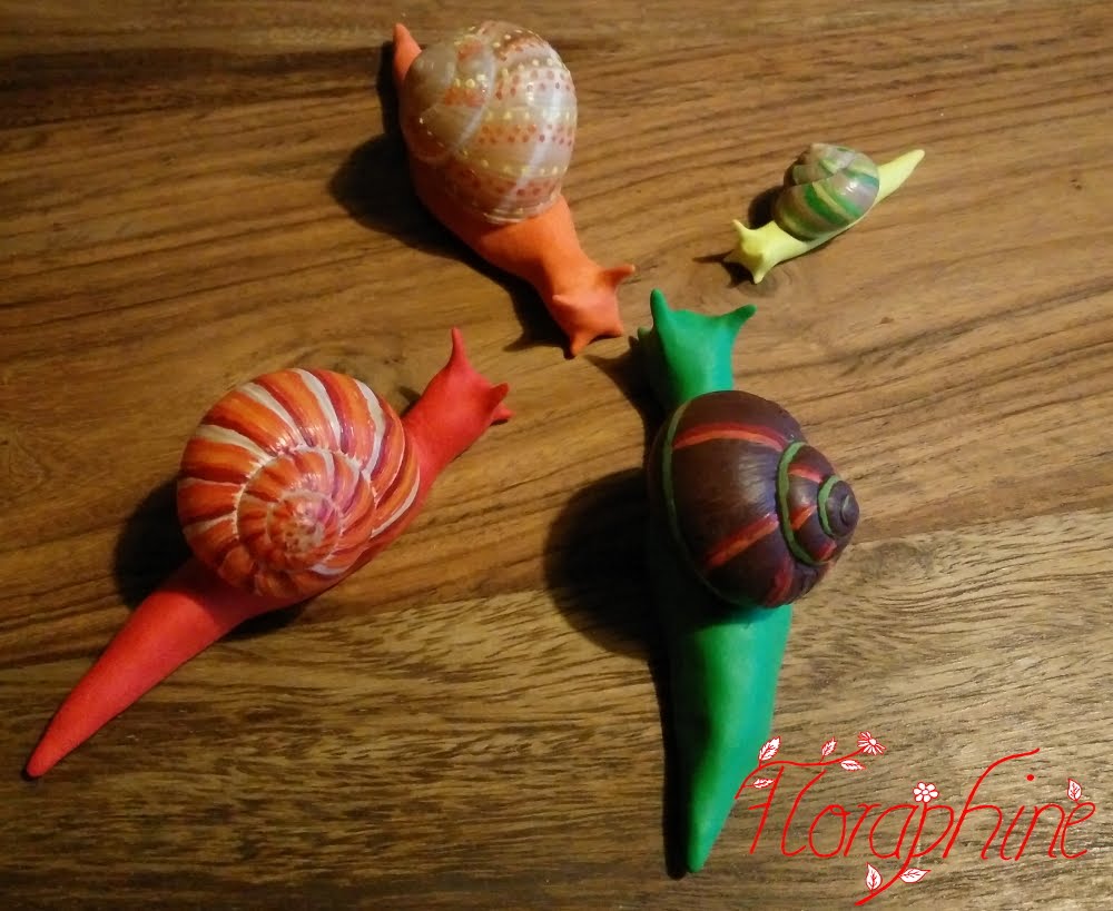 Floraphine's Creative Madness: DIY Colourful Snails Polymer Clay