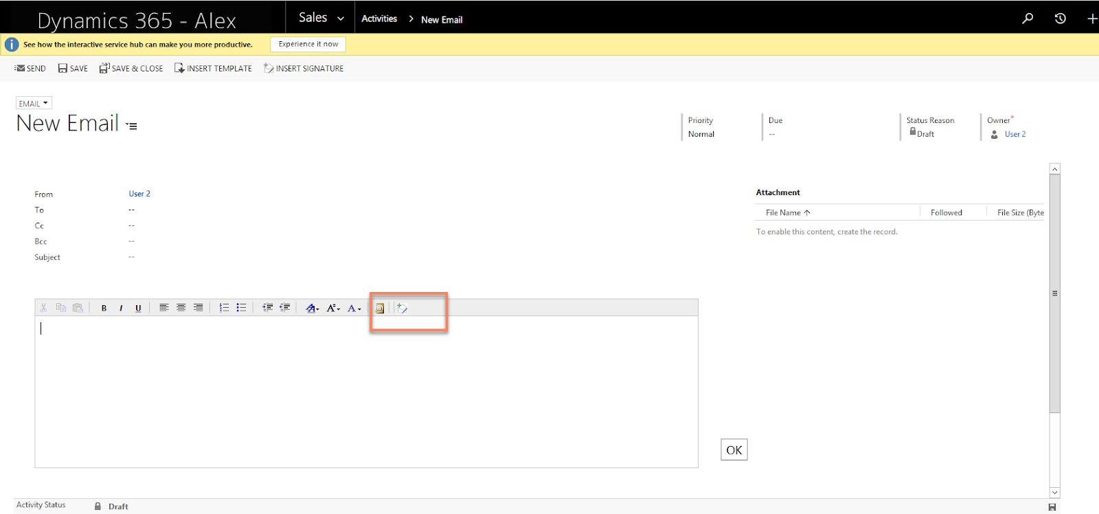Dynamics 365 Crm Dynamics 365 Hide Insert Article Button In Email