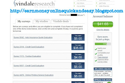 Earn Money Online Quick & Easy: Vindale Research Account Balance