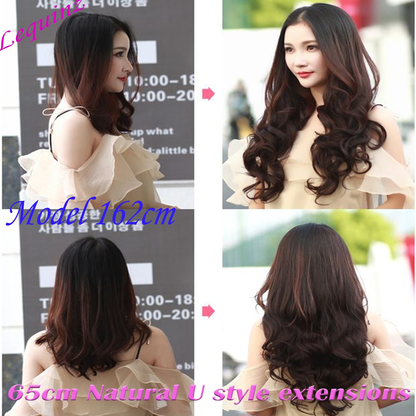 Lequinz: Premium U Shape Clip On Hair Extensions U Part Wig long Wavy ...