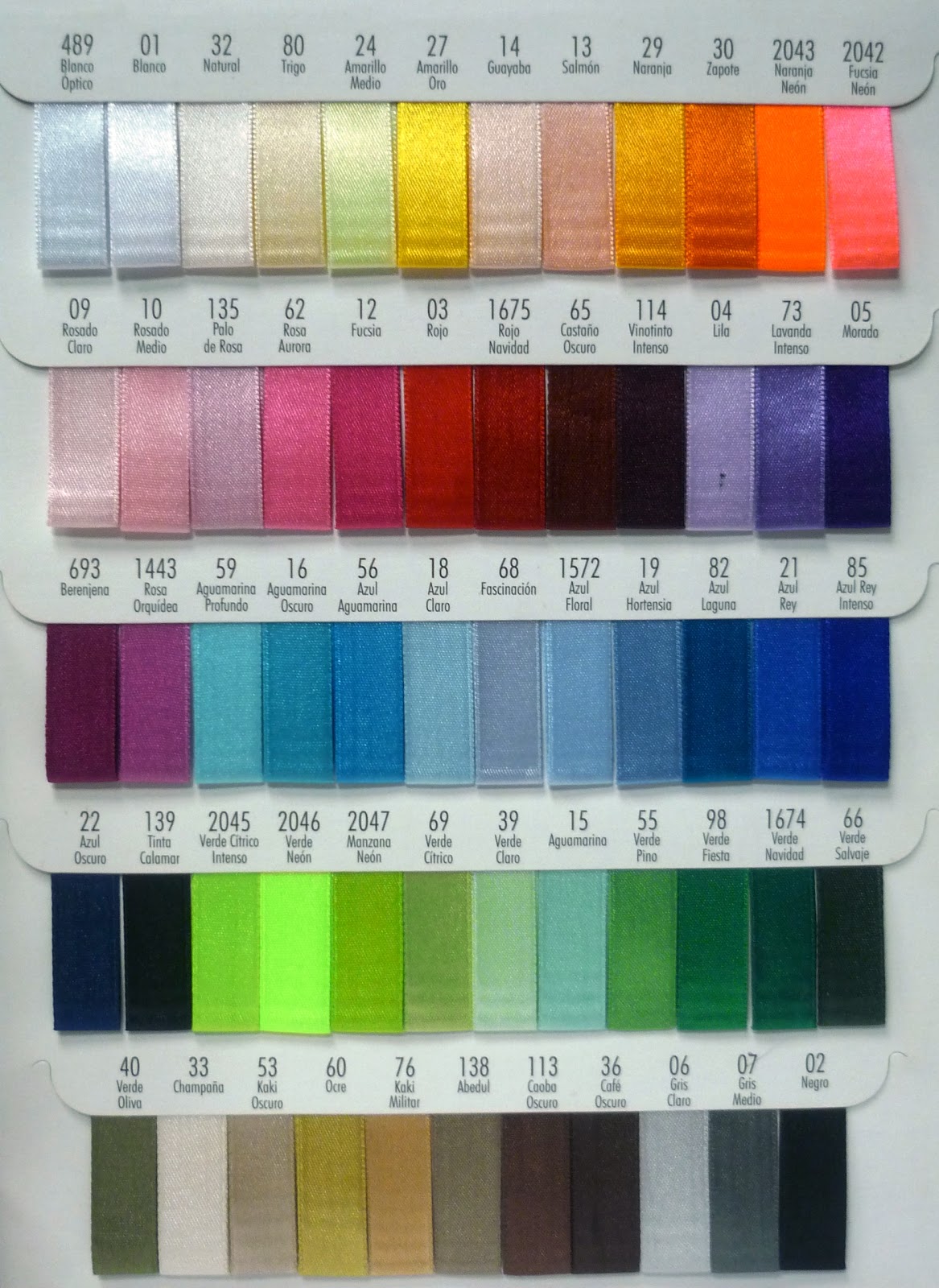 Texcintas... Una Propuesta en Tejidos Angostos!: CARTA DE COLORES CINTA ...