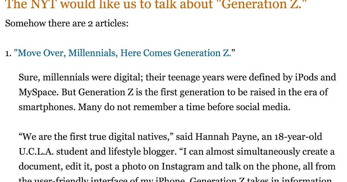 Althouse: The answer to the question what we're calling the generation ...