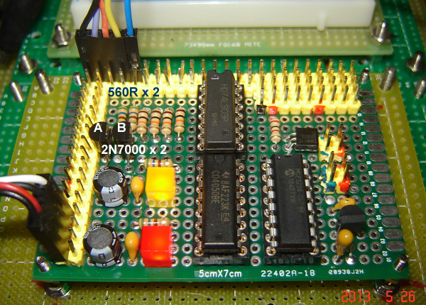 FongEye: SPI Clock level shifted by 2N7000.