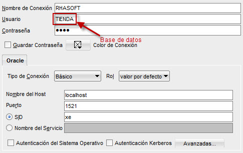 Base de Datos: Conexión con base de datos Oracle