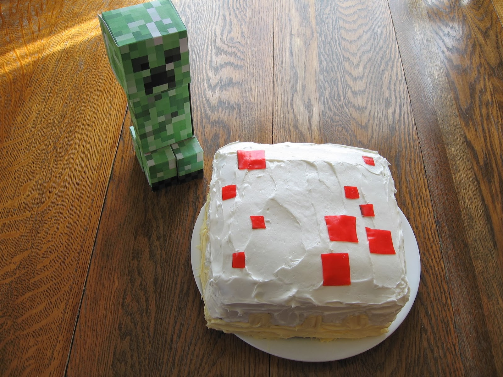 Almost Unschoolers: Minecraft Cake with Canned Frosting