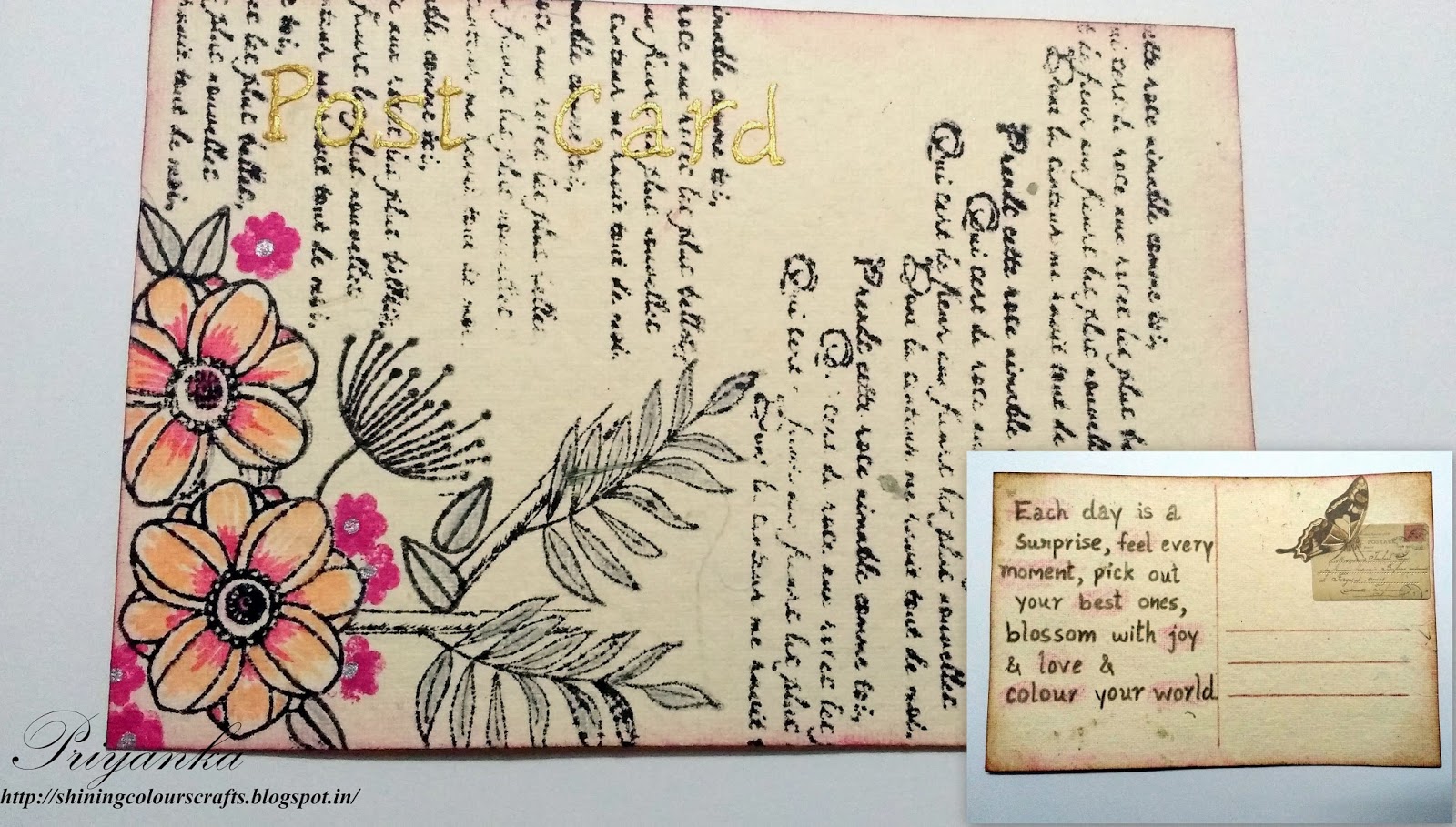 Shining Colours Handmade Crafts : My Handmade Post card!