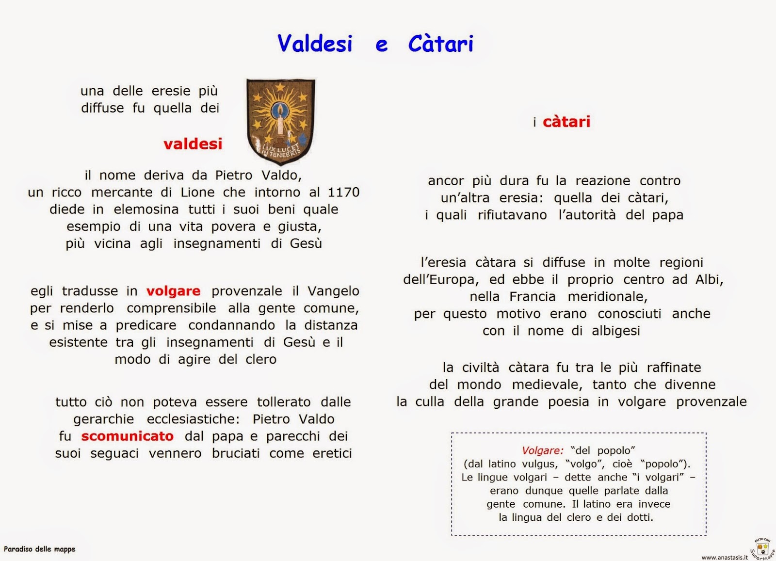 Paradiso delle mappe: Valdesi e Càtari