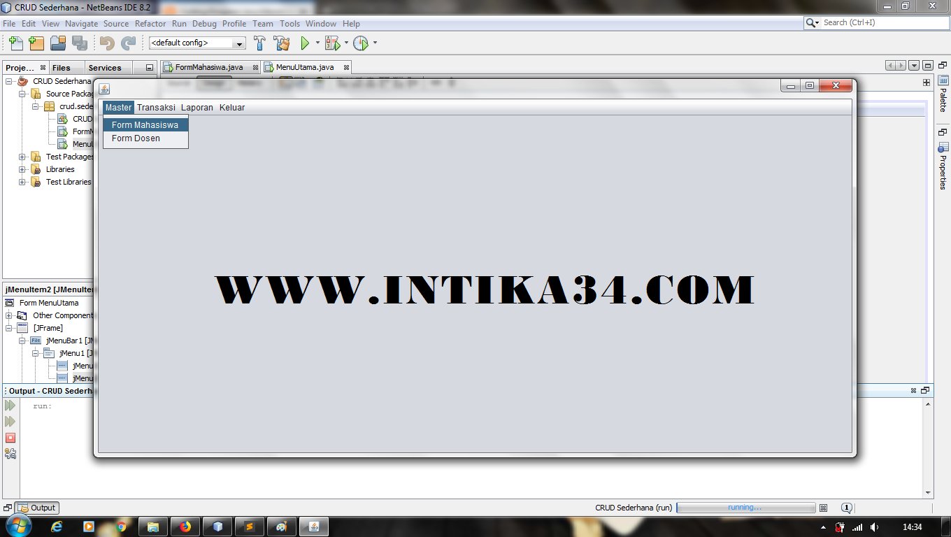 Membuat menu di netbeans