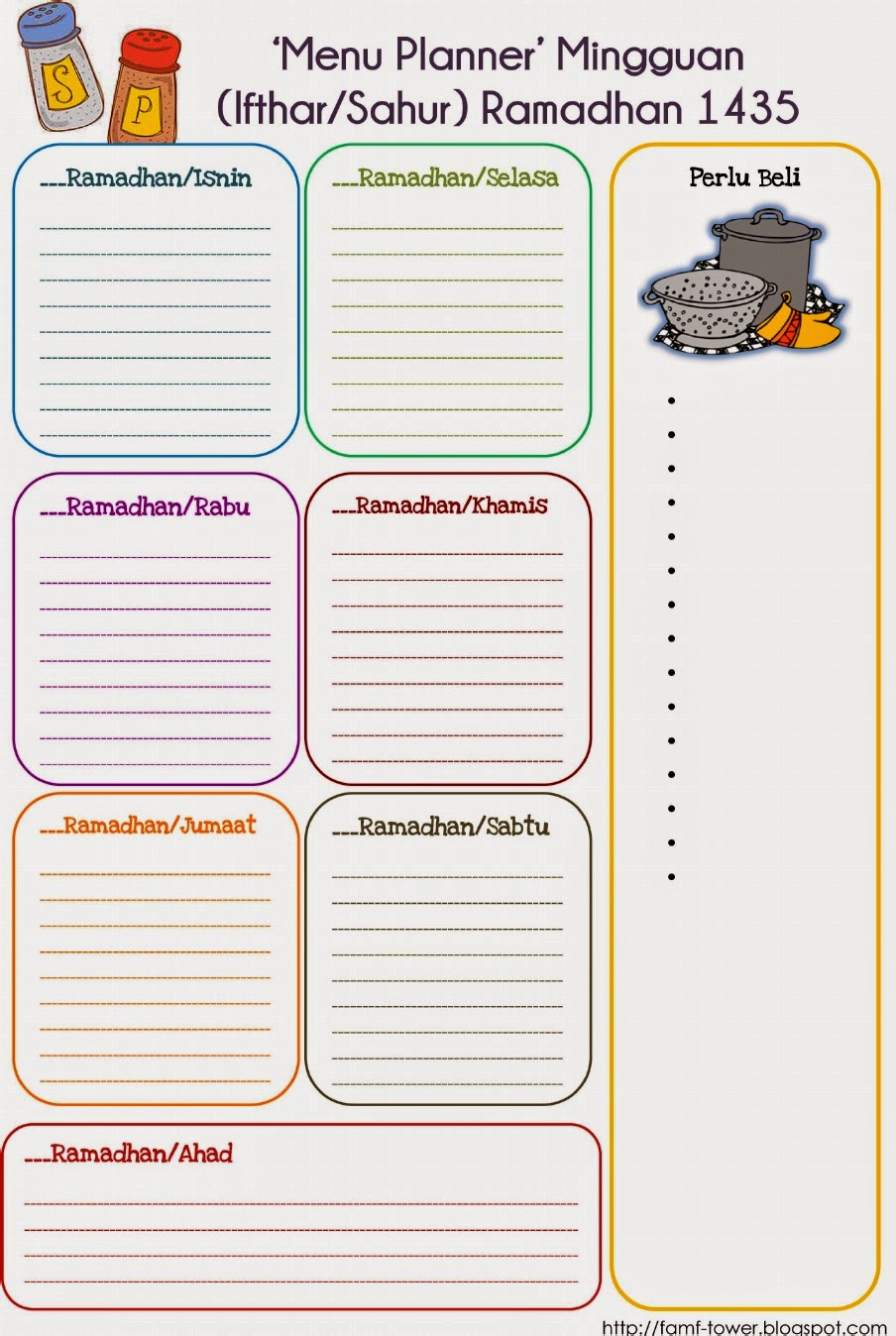 Cadangan Menu Berbuka Untuk Sebulan ~ Aisyah Radin