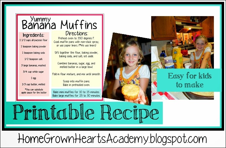 Home Grown Hearts Academy Homeschool Blog: Banana Muffins - Recipe