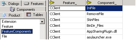 AppREPACK: MSI FeatureComponents Table