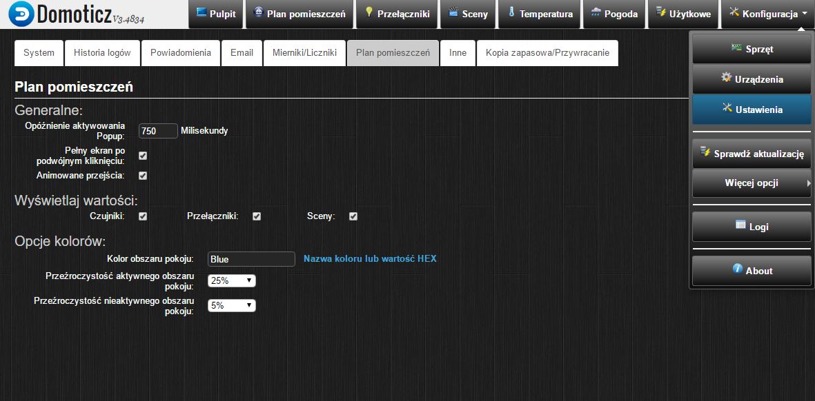 Projekty Raspberry Pi 2: Domoticz i plan pomieszczeń.