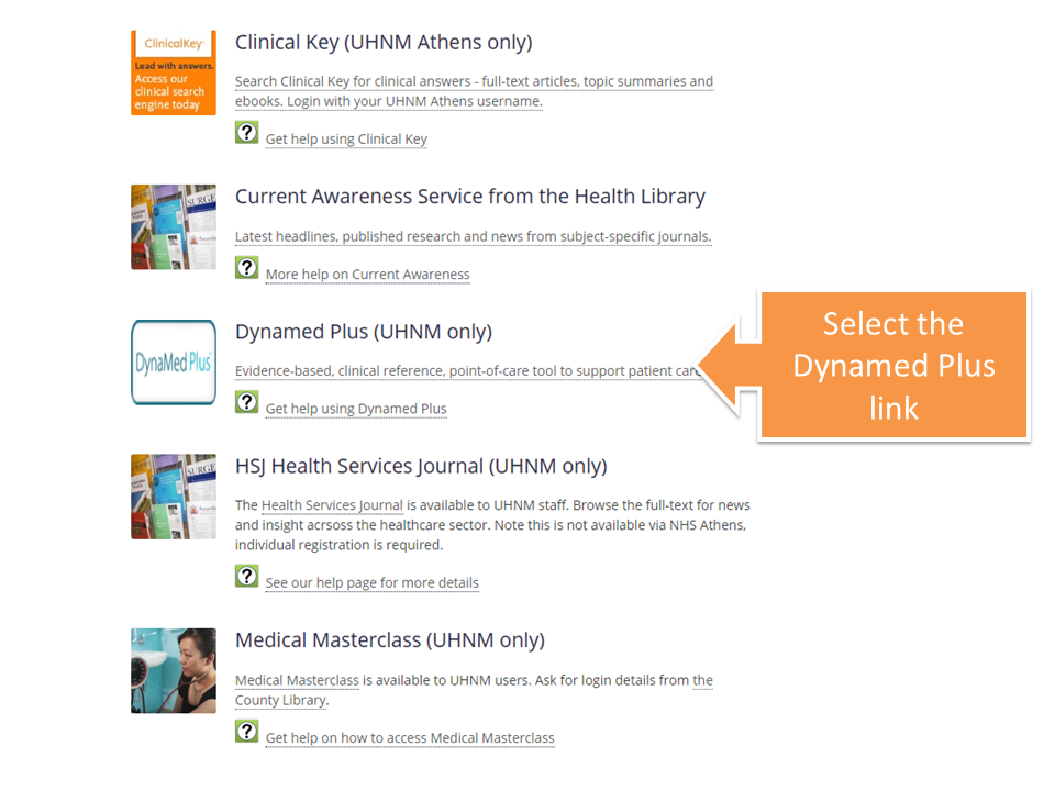 Access DynamedPlus – login with your Athens username